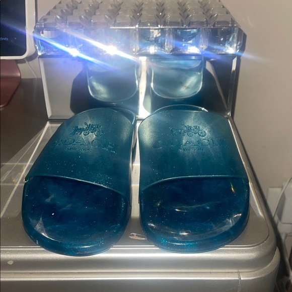 Coach | Shoes | Coach Translucent Blue Slide Sandals | Poshmark